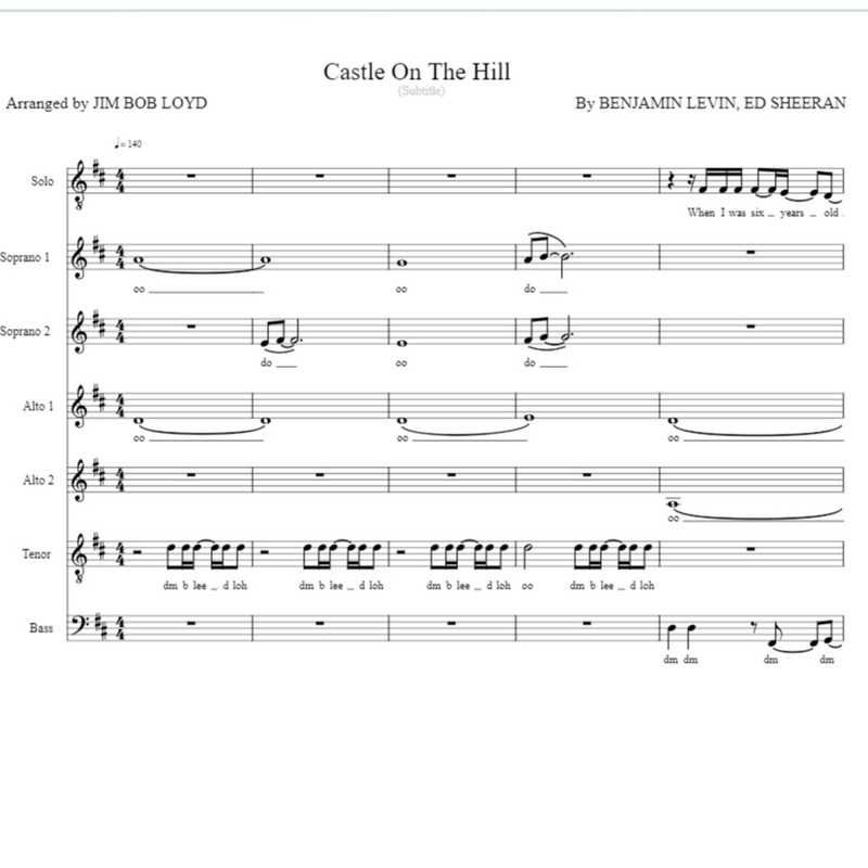 Castle On The Hill Sheet Music by Ed Sheeran for Choral SATB | Noteflight