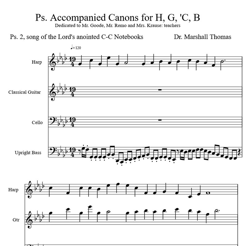 Ps. Accompanied Canons for Harp, Guitar, 'cello, Bass Sheet Music by ...