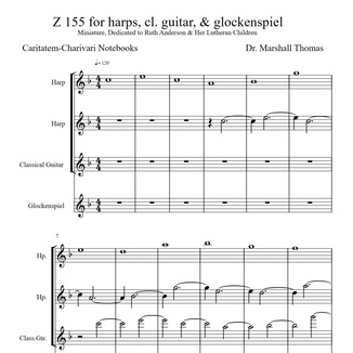 Z 155 for harps, cl. guitar, & glockenspiel Sheet Music by Celebrity Chamber Players for Small ...