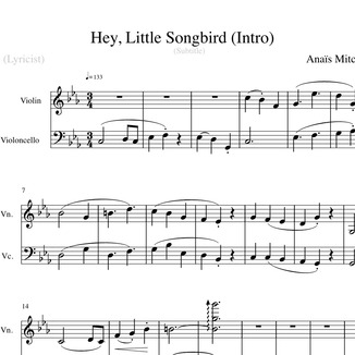 Hey, Little Songbird (Intro) Free Sheet Music by Anais Mitchell for Violin and Cello | Noteflight